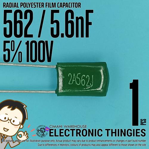 Jual 562 POLYESTER FILM CAPACITOR 5.6NF 5% 100V KAPASITOR MYLAR - Kota ...