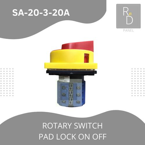 Jual ROTARY SWITCH / CAM SWITCH PAD LOCK SA-20-3-20A ON OFF 3 POLE ...