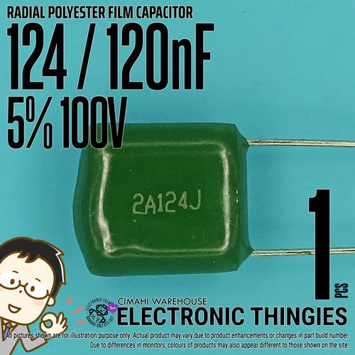 Jual 124 POLYESTER FILM CAPACITOR 120NF 5% 100V KAPASITOR MYLAR - Kota ...
