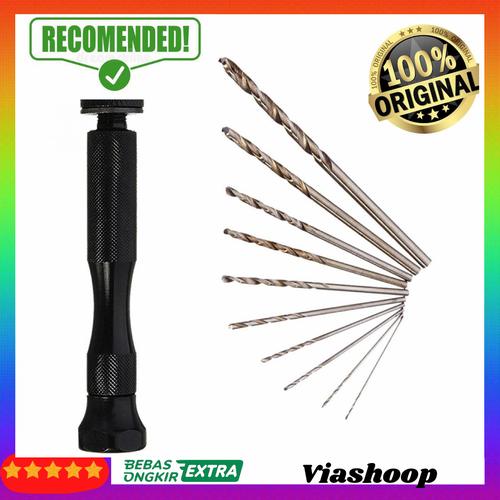 Jual Bor Tangan Manual HSS Twist Drills dengan 10 Mata Bor - Hitam ...