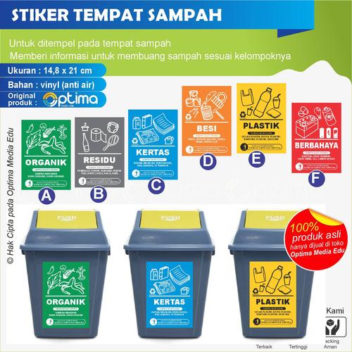 Promo STIKER TEMPAT SAMPAH ORGANIK , RESIDU, KERTAS, BESI, PLASTIK ...