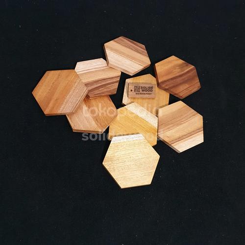 Jual hexagon wood coaster / tatakan gelas kayu - Kota Bandung ...
