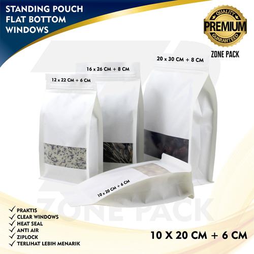 Jual Standing Pouch Flat Bottom Craft Windows Putih 10 x 20 cm I ...