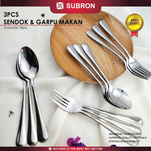 Jual Subron 3Pcs Sendok Makan Hotel Besar dan Standar Stainless Tebal ...