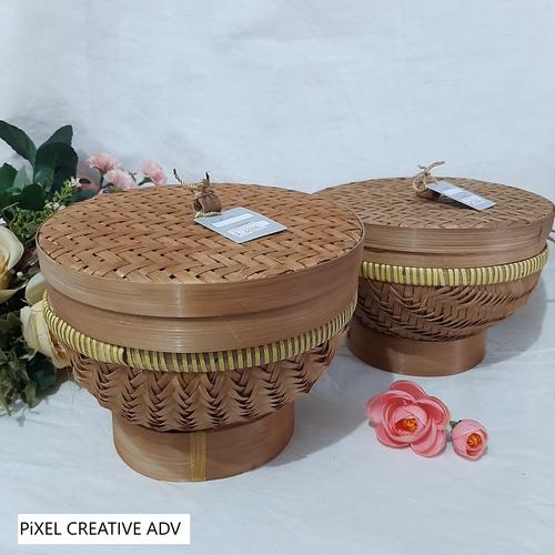 Jual Wakul Nasi Bambu / Bakul Anyaman Bambu Dengan Tutup / Tempat Nasi ...