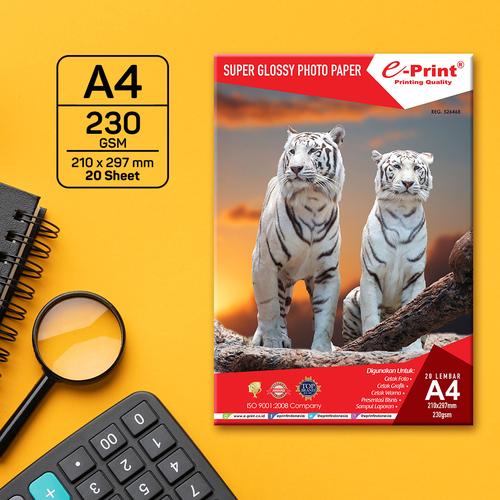 Jual e-Print Kertas Foto Glossy Paper Alumunium Pack 230 gsm A4 20 ...