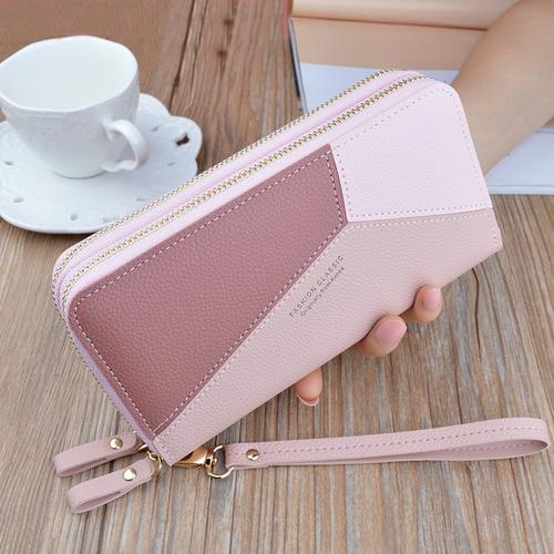 Jual DOMPET WANITA 2 RESLETING PREMIUM PINK KULIT PANJANG IMPORT ...