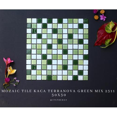 Jual Mosaic Tile Mozaik Kaca Hijau Mix Terranova 2311 30 x 30 CM ...