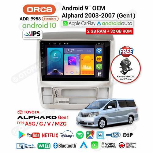 Promo Head Unit ORCA Toyota Alphard 2003-2007 Android Auto CarPlay 10 ...