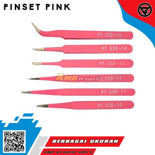 Jual Pinset SMD Komponen Tweezer PT ESD Pink Berbagai Ukuran Anti ...