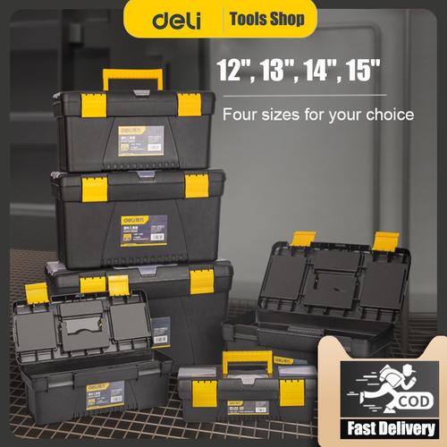 Promo Deli Tool box / Kotak Perkakas Plastik 13/14" Kuat 2 Tingkat ...