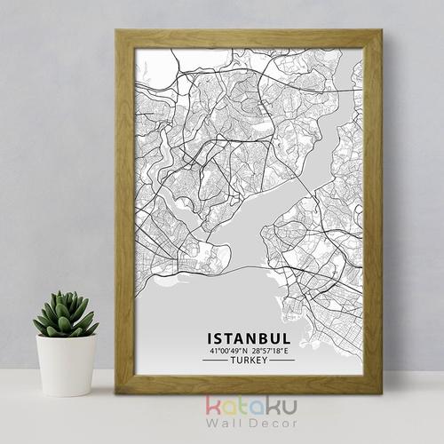 Jual Istanbul City Map Art Poster Peta Turki Hiasan Dinding Minimalis ...