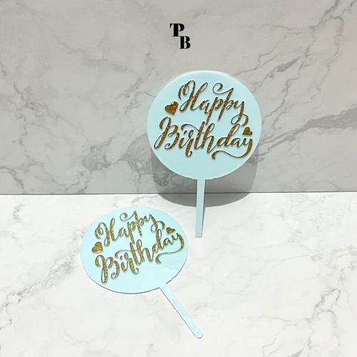 Jual Topper Cake/Hiasan Kue/Topper Bulat Happy Birthday Akrilik - Baby ...