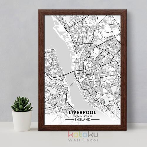 Promo Liverpool City Map Art Poster Peta Inggris Hiasan Dinding ...