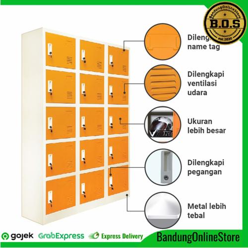 Jual Lemari Loker Besi 15 Pintu Informa Locker Cabinet Karyawan Orange ...