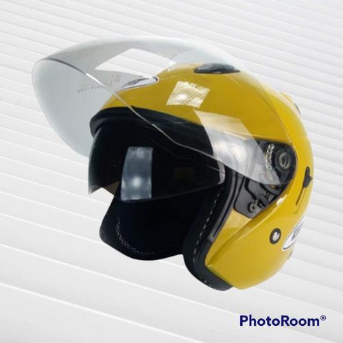Jual HELM MOTOR SNI HALF FACE DOUBLE VISOR ORIGINAL GMT SOLID - KUNING ...