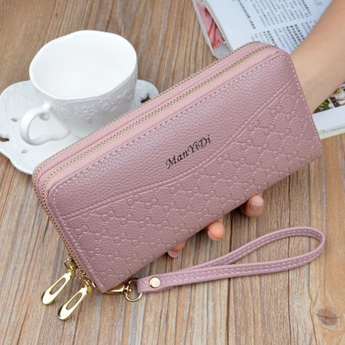 Jual DOMPET WANITA 2 RESLETING PREMIUM PINK KULIT PANJANG IMPORT ...