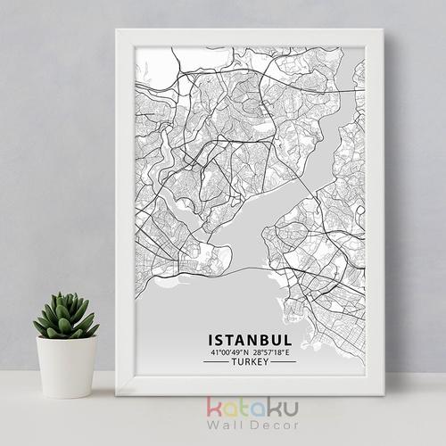 Promo Istanbul City Map Art Poster Peta Turki Hiasan Dinding Minimalis ...