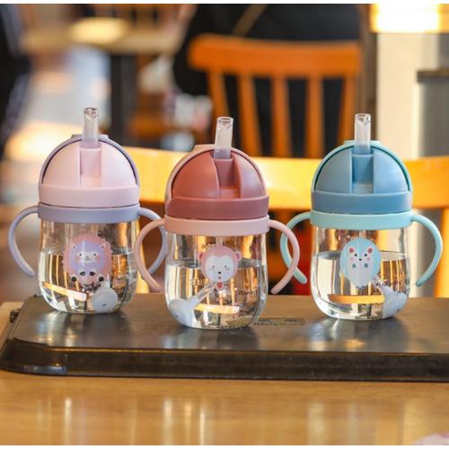 Jual Botol Minum Bayi Anak Sippy Straw Cup / Botol Susu Anak Sedotan Traini - 350ML PIG BLUE ...