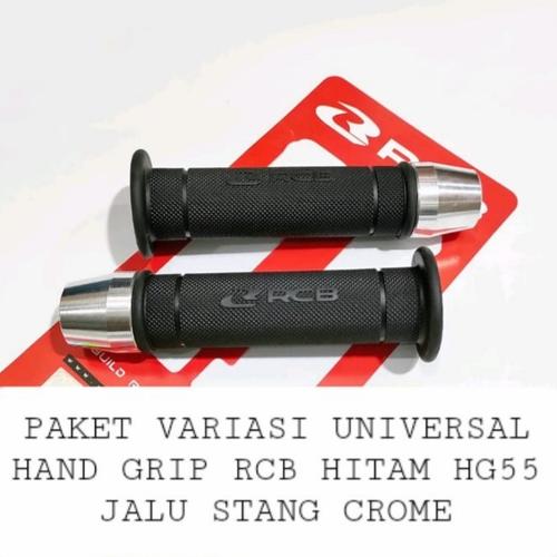 Jual PAKET VARIASI MOTOR HAND GRIP RCB HG55 HITAM+JALU STANG CROME ...