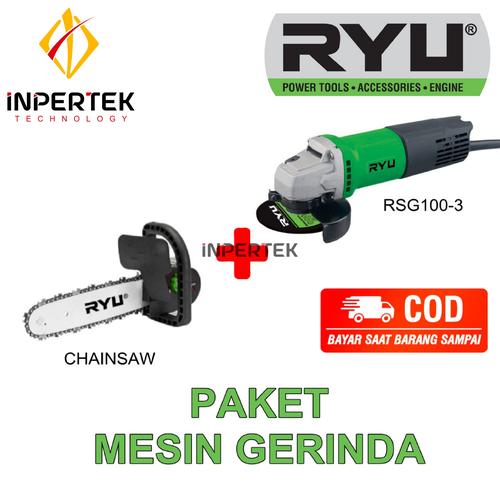 Jual PAKET MESIN GERINDA RYU RSG 100-3 4IN + CHAINSAW BRACKET RYU CHAIN ...