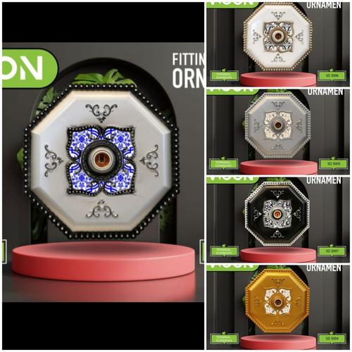 Jual fitting lampu plafon lampu hias ornamen ceiling PVC 30x30 cm Segi ...