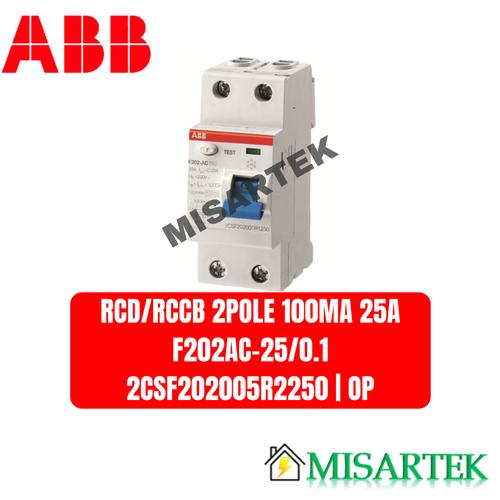 Jual RCD/RCCB ABB F202AC-25/0.1 100mA 2P 25A | OP | 2CSF202005R2250 - Kota Jambi - MitSarTek ...