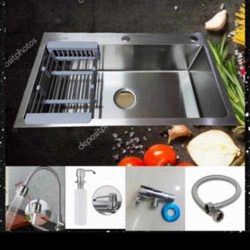 Jual Kitchen sink minimalis 1 lubang besar 8050 stainless / sink 8050 ...