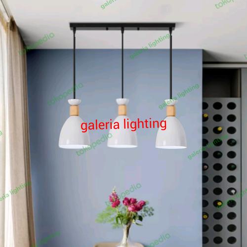 Jual Lampu gantung industrial turun 3 dekorasi meja makan tipe 88088/3P WH - base panjang ...