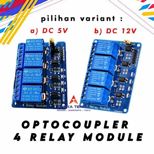 Jual Optocoupler 4 Channel Relay Module DC 5V / DC 12V - 5V - Jakarta ...