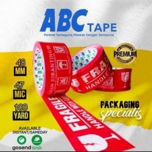 Jual Lakban Fragile Merah ABC 100 Yard / Lakban Fragile Merah 2 Inc ...