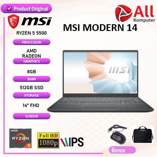 Promo MSI MODERN 14 RYZEN 5 5500 8GB 512SSD VEGA7 W11 14.0FHD IPS - UN ...