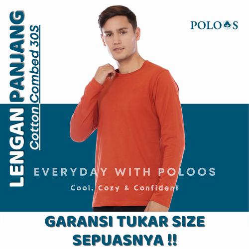 Jual Baju Kaos Polos Cotton Combed 30s Lengan Panjang Pria Terracota ...