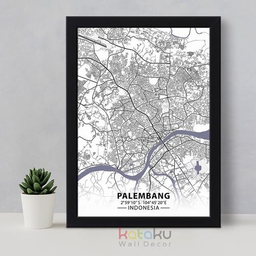 Promo City Map Art Poster Peta Palembang Aceh Jambi Batam Hiasan ...