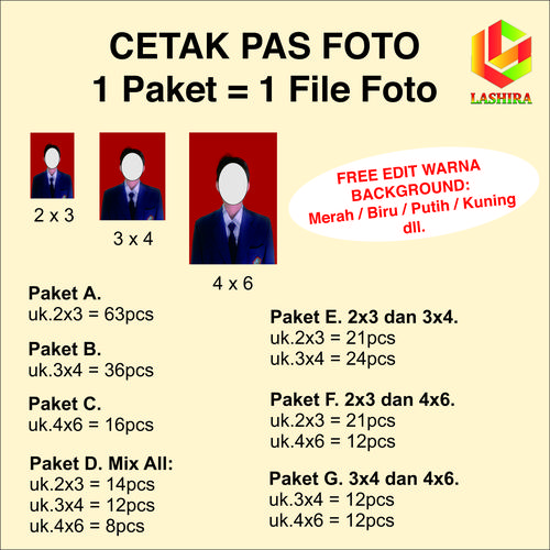 Jual Paket Cetak pas foto 2x3 3x4 4x6 2 x 3 x 4 x 6 print cuci photo ...