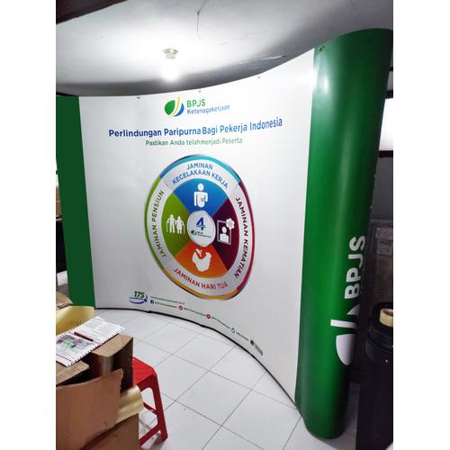 Jual Backdrop Backwall Pameran seminar webinar 3x4 Curve Printing ...