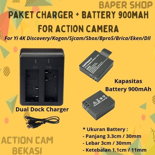 Jual Dual Dock Charger Dan Baterai Battery Yi 4K Discovery / Kogan ...