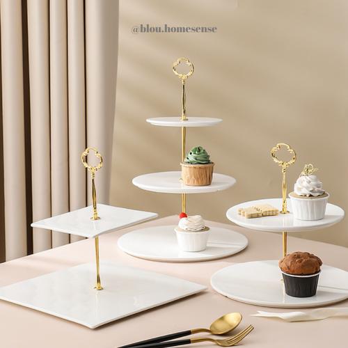 Jual Wadah Kue Tingkat Piring Kue Susun High Tea Afternoon Tea - 2 layer bulat - Jakarta Barat ...