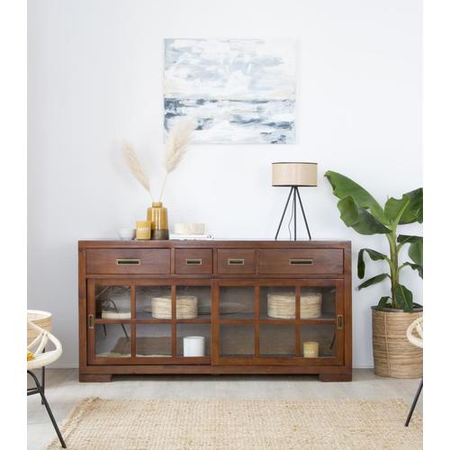 Jual BUFFET SLIDING 175cm JATI PINTU KACA MINIMALIS TEAK FURNITURE ...