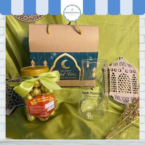 Jual Hampers Parsel Lebaran Gelas Kaca Estetik + Bola Coklat Eid ...