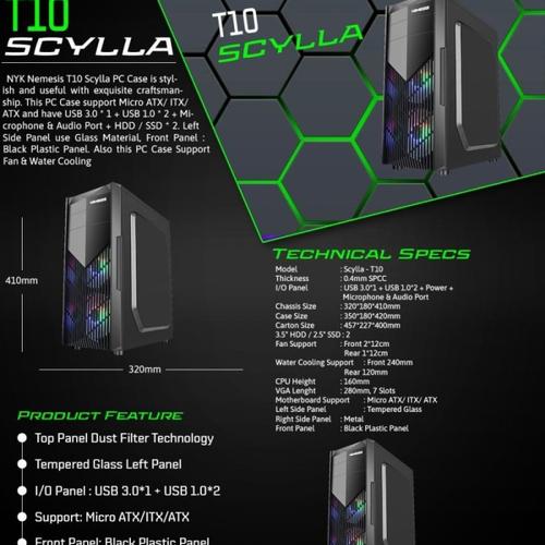 Jual NYK Nemesis Casing Komputer Gaming T10 Scylla - PC Case - Hitam ...