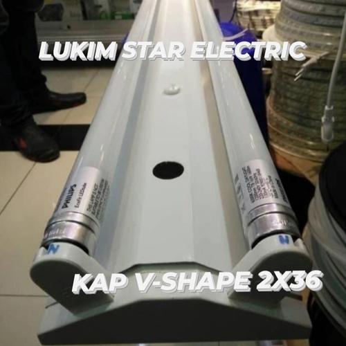 Jual Kap Lampu VShape/V Shape 2x36 Set Lampu Led Philips Ecofit 16watt ...