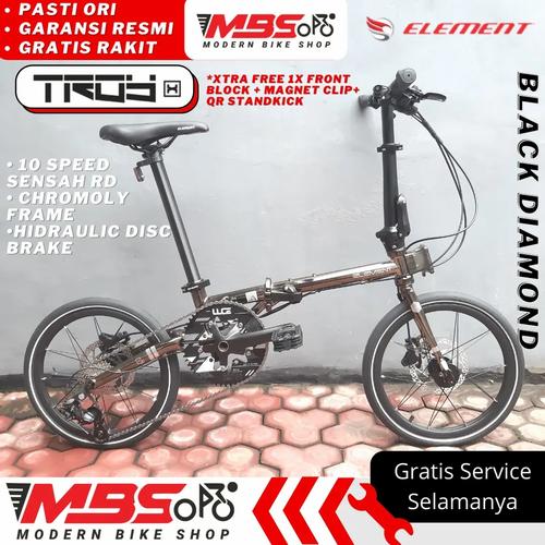 Jual ELEMENT TROY X Black Diamond 16 inch 10 SPEED Sepeda Lipat DEWASA ...