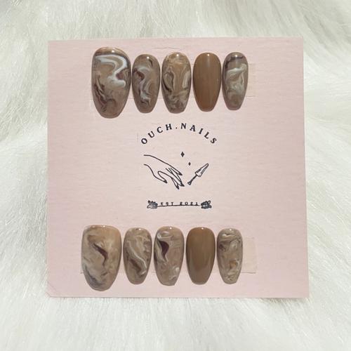 Jual OUCH - Fake Nails Fake on Nails Marble Full BRW - S, Coffin - Kota ...