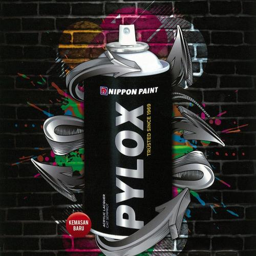 Jual PYLOX NIPPON PAINT CAT SEMPROT 300cc.Hitam Putih Metallic Doff ...