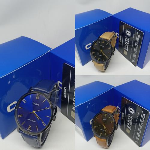 Jual JAM TANGAN CASIO MTP-VT01BL TALI KULIT ORIGINAL GARANSI RESMI ...