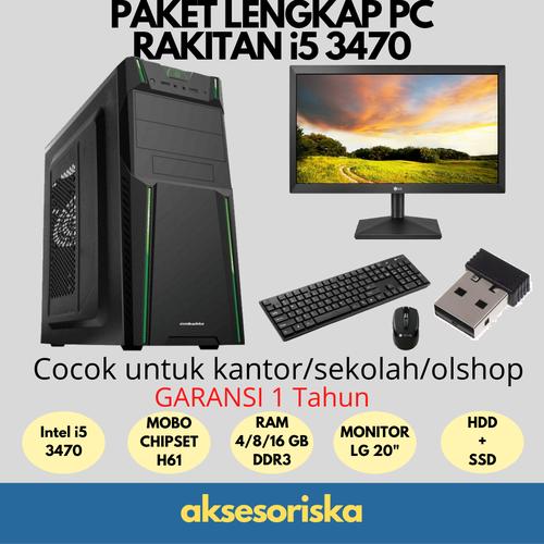 Jual PC Rakitan Komputer CPU Kantor Intel i5 3470 + Monitor LG 20 ...