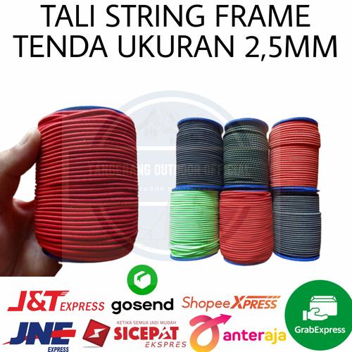 Jual Tali string Tali frame tali flysheet tenda elastis 2,5mm - Hitam ...