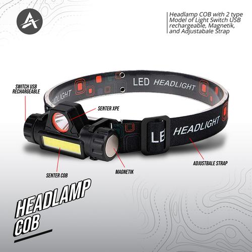 Jual Senter Kepala Mini Head Lamp Led COB Rechargeable Plus Magnet ...