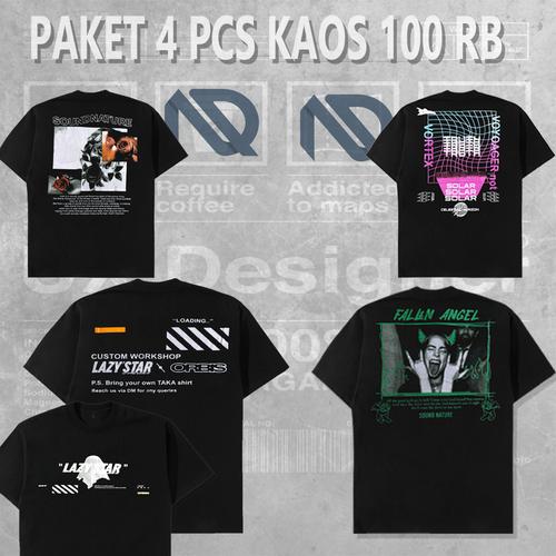 Jual PAKET 4 PCS KAOS 100 RB KAOS PRIA WANITA MOTIF STREETWEAR PROMO ...